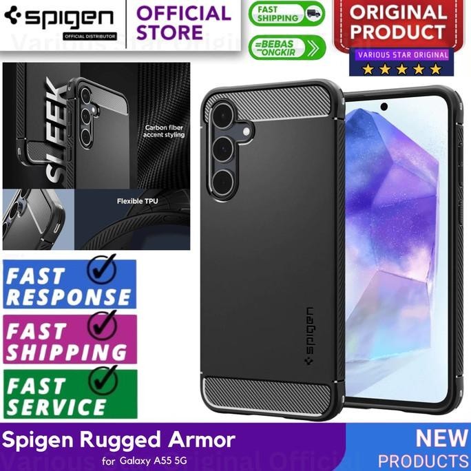 Jual Case Samsung Galaxy A55 5G Spigen Rugged Armor Carbon Flexible Casing Langsung Proses ...