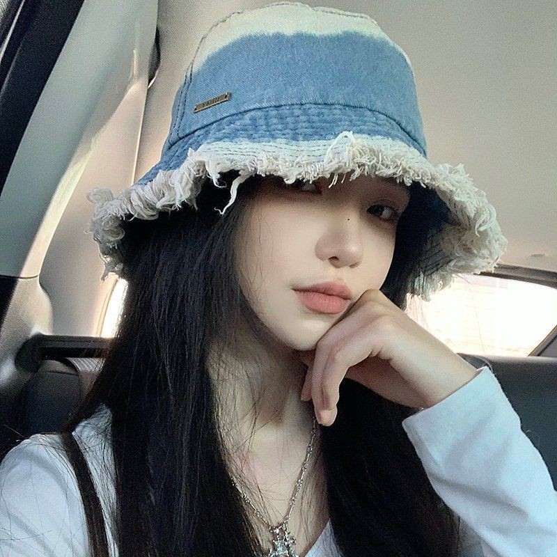 Jual 【COD】Topi Nelayan Jins Besar Wanita, Topi Ember Bundar Kepala ...