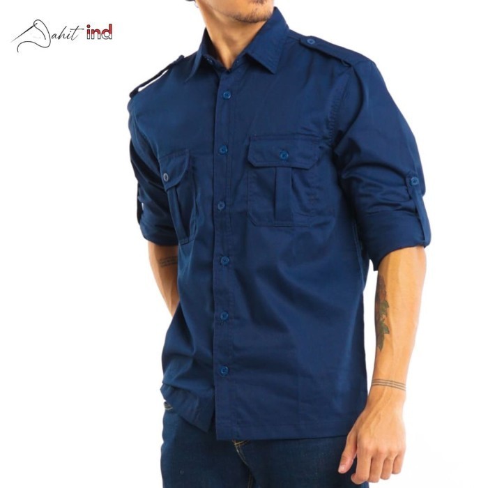 Jual RP Kemeja Pdl Lapangan Baju Tactical Polos Safari Korsa Warna Biru ...