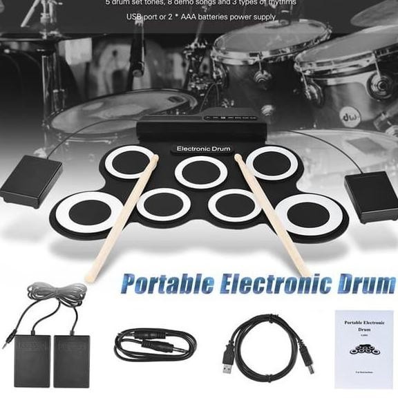 Jual Electronic Drum Compact Portable Digital Roll Up Kit 7 Pad ...
