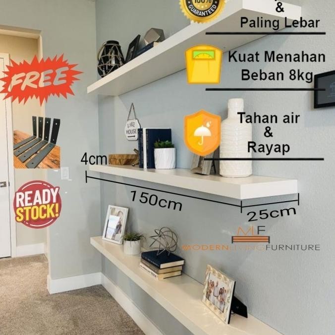 Jual Rak ambalan dinding jumbo Panjang 120 - 200 cm lebar 25 cm Tebal ...