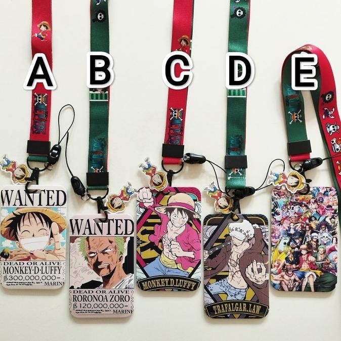 Jual One Piece Anime ID Card Holder Lanyard 1 Luffy Zoro Law Name Tag ...