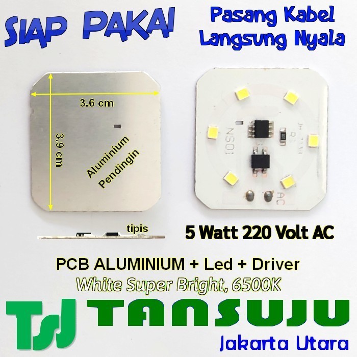 Jual MODUL LAMPU SMD LED DOWNLIGHT PCB ALUMINIUM AC 220V 5 WATT MURNI ...