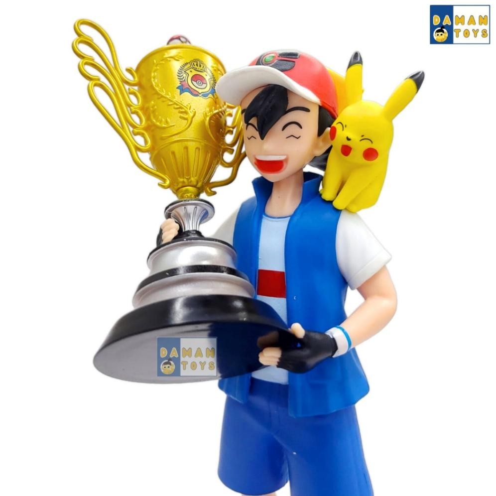 Jual ter-98 Action Figure Satoshi Pikachu Ash Ketchum Piala Pokemon ...
