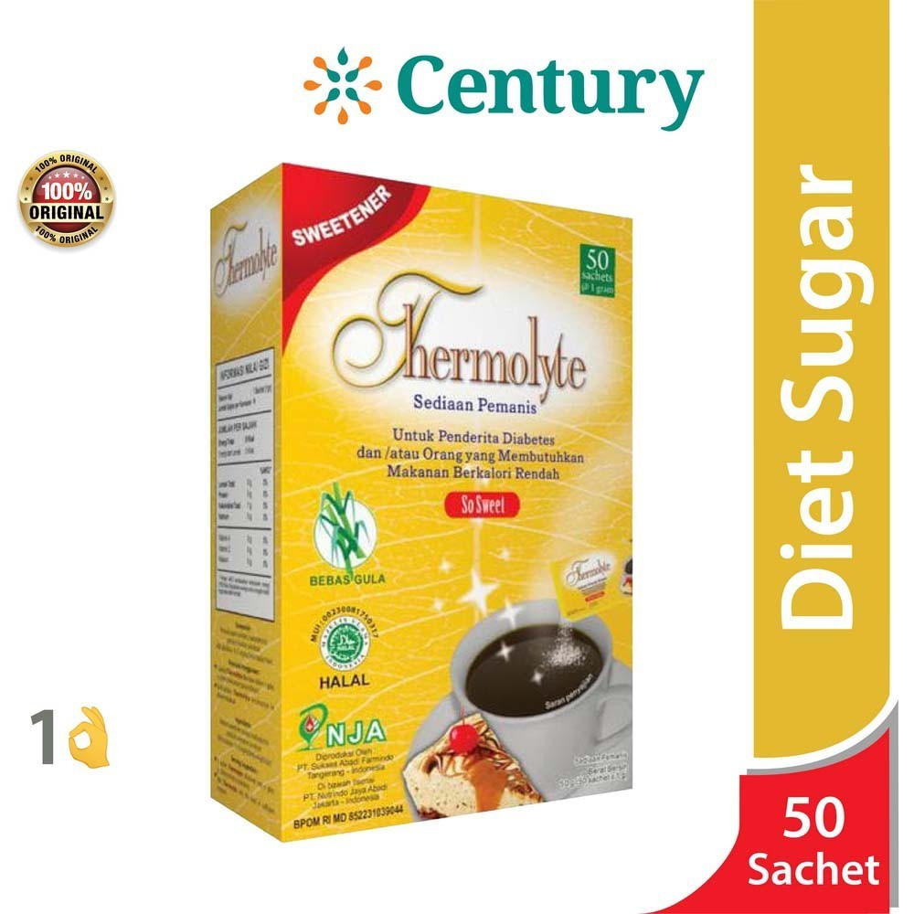 Jual Thermolyte Diet Sugar 1Box Isi 50 @1 gram / Diabetes / Diet / Gula ...