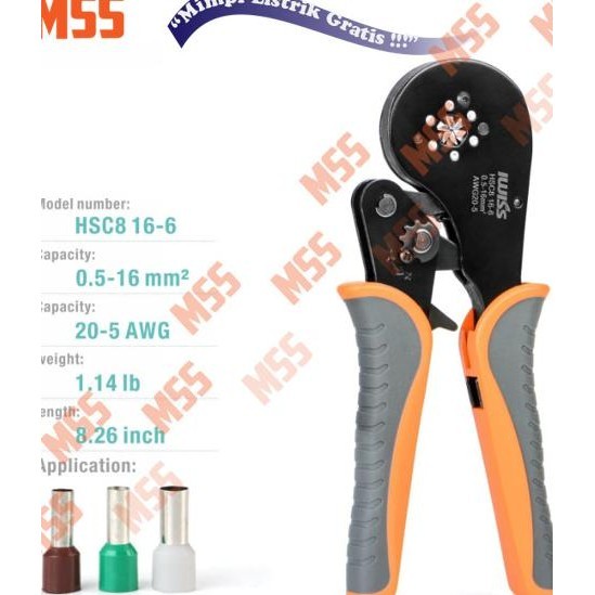 Jual NEW IWISS Tang Crimp Skun Ferrule HSC8 16 Hexagon 0.5-16mm/Square ...