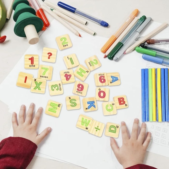 Jual Wooden toy sticks number letter cards counting sticks - mainan ...