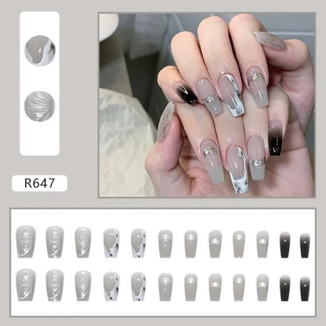 Jual 3D (24pcs) Ombre Kuku Palsu, Instant Nail Art, Stiker Kuku Palsu, Fake Nails-R647 | Shopee ...