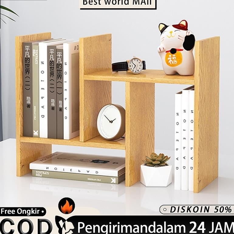 Jual Rak Buku Rak Kayu Serbaguna Rak Atas Meja Kuat dan Kokoh Bookshelf ...