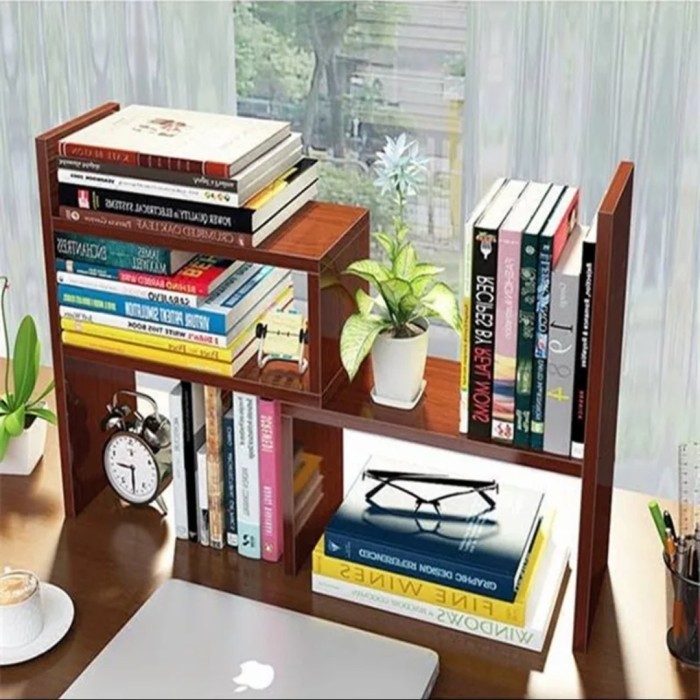 Jual Rak Buku Meja Kayu Serbaguna Minimalis Rakit Diy Bookshelf ...