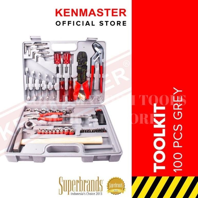 Jual DFG TERJANGKAU! Toolkit Set 100Pcs Kenmaster (Grey) Alat Tukang ...