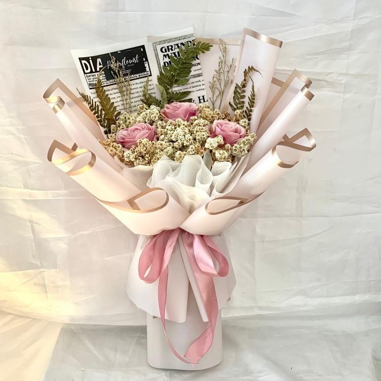 Jual Buket Bunga Edelweis Mix Artificial / Buket Bunga Kering / Bucket ...