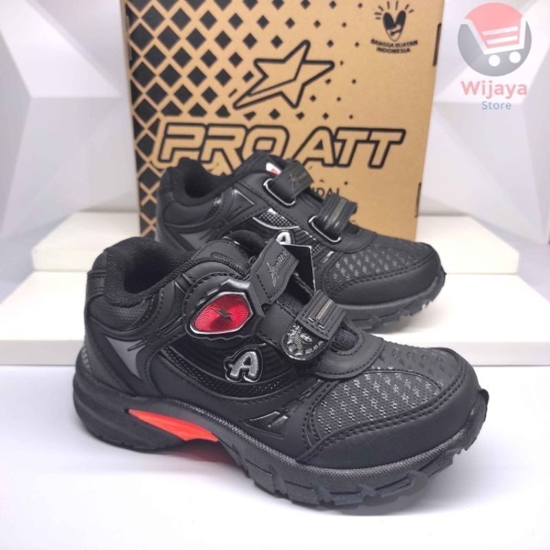 Jual Pro Att Mgp Sepatu Sekolah Anak 28-37 Sneakers Hitam Polos Perekat ...