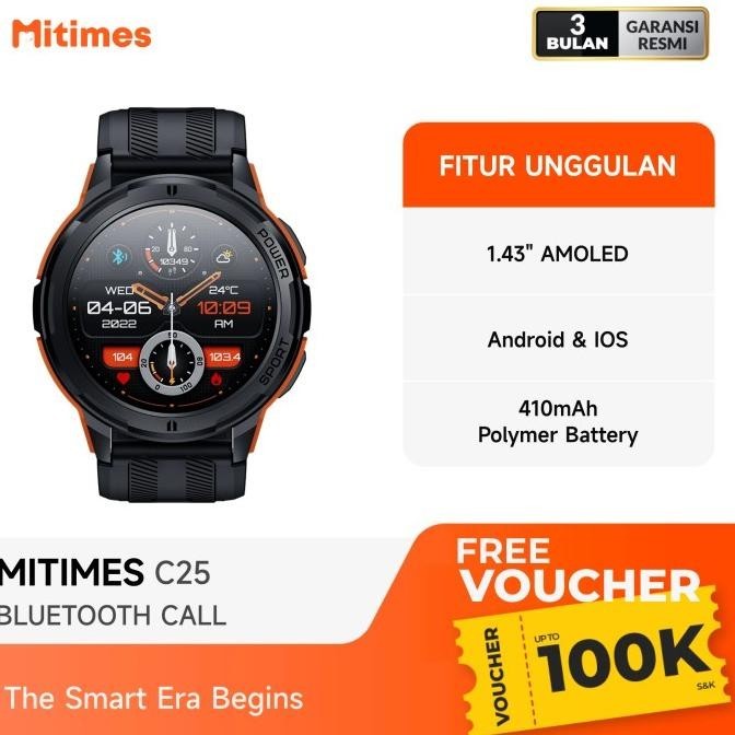 Jual Mitimes C25 Smart Watch 1.43 Inch AMOLED Sport Watch | Shopee Indonesia