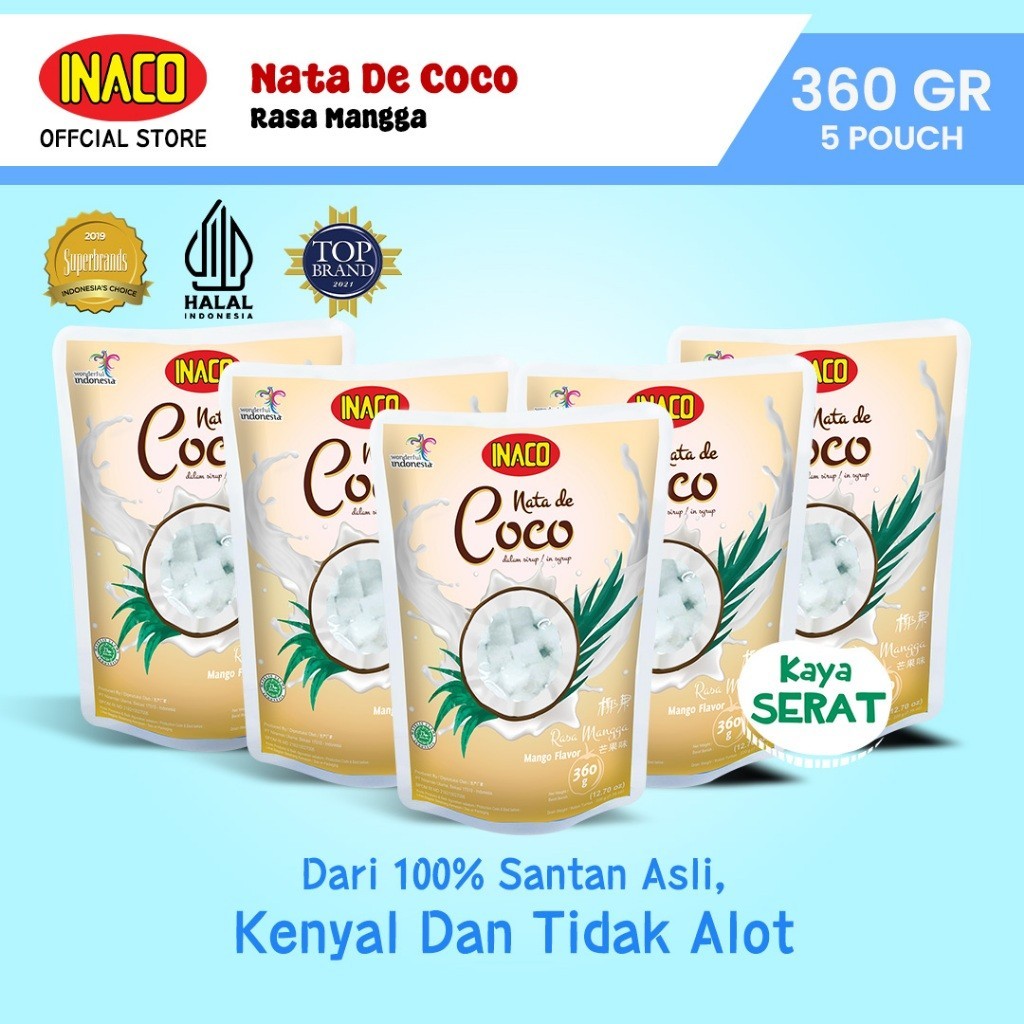 Jual INACO Nata De Coco Mango Pouch 360gr - 5pcs | Shopee Indonesia