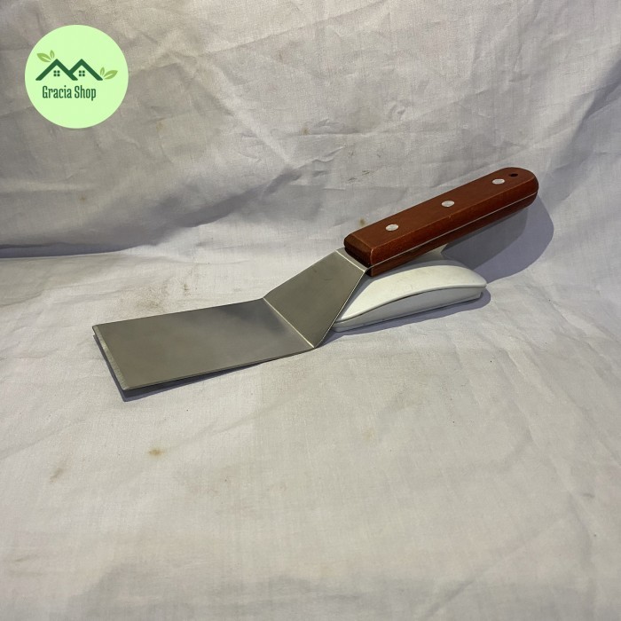Jual Spatula Teppanyaki Stainless Kape Shovel Scraper Bengkok Potong ...