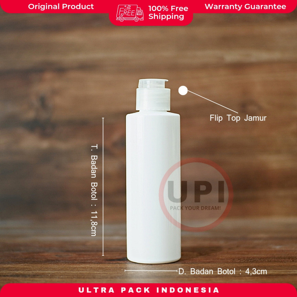 Jual KEMASAN BOTOL FLIPTOP ISI ULANG - BOTOL PET RF 150ML PUTIH + FLIP TOP JAMUR | Shopee Indonesia