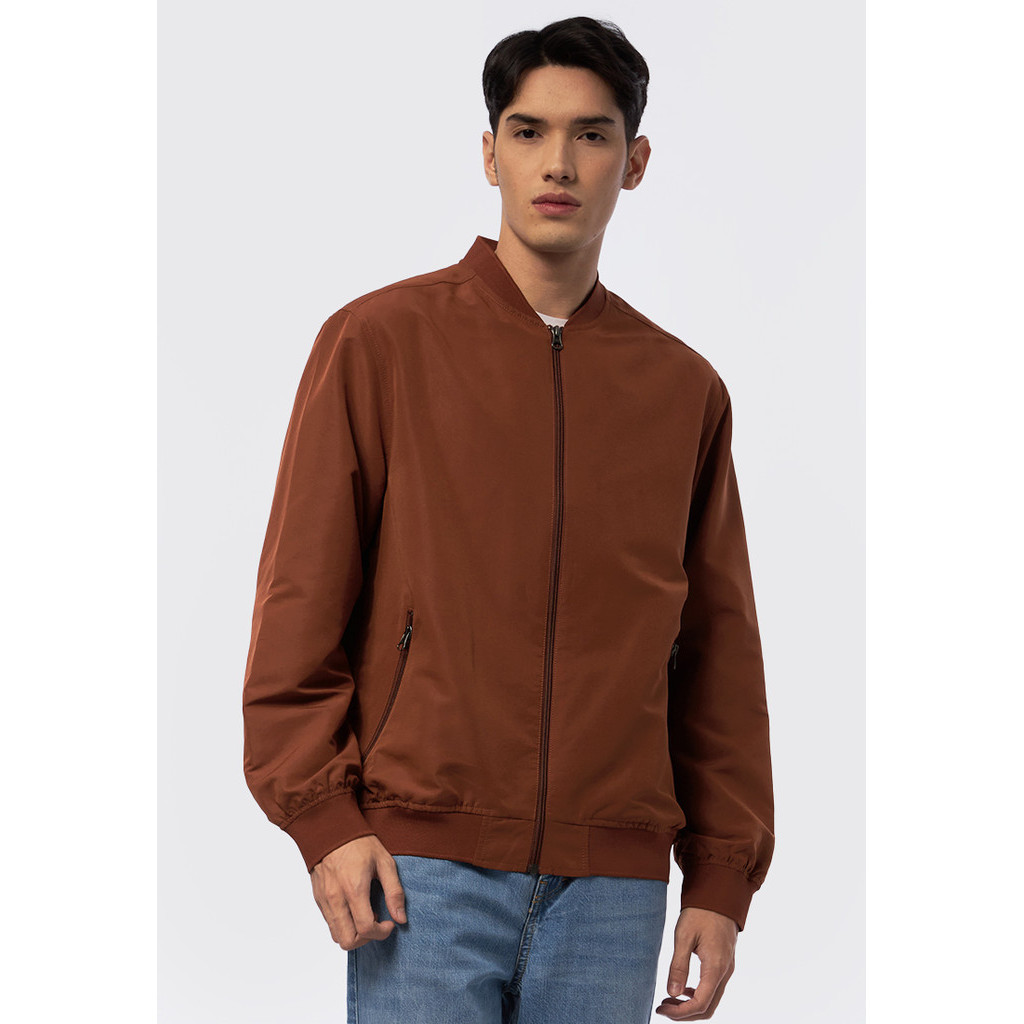 Jual Executive Slim Fit Bomber Jacket Rusty Brown | Shopee Indonesia
