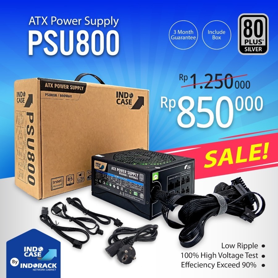 Jual PSU800 800W 80+ SILVER ATX Power Supply With Modular Cable 800watt ...