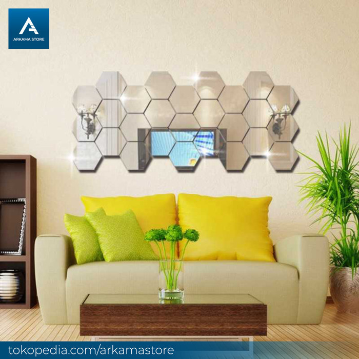Jual Stiker Dinding Mirror Acrylic Wallpaper Cermin Akrilik Hexagon 7 ...