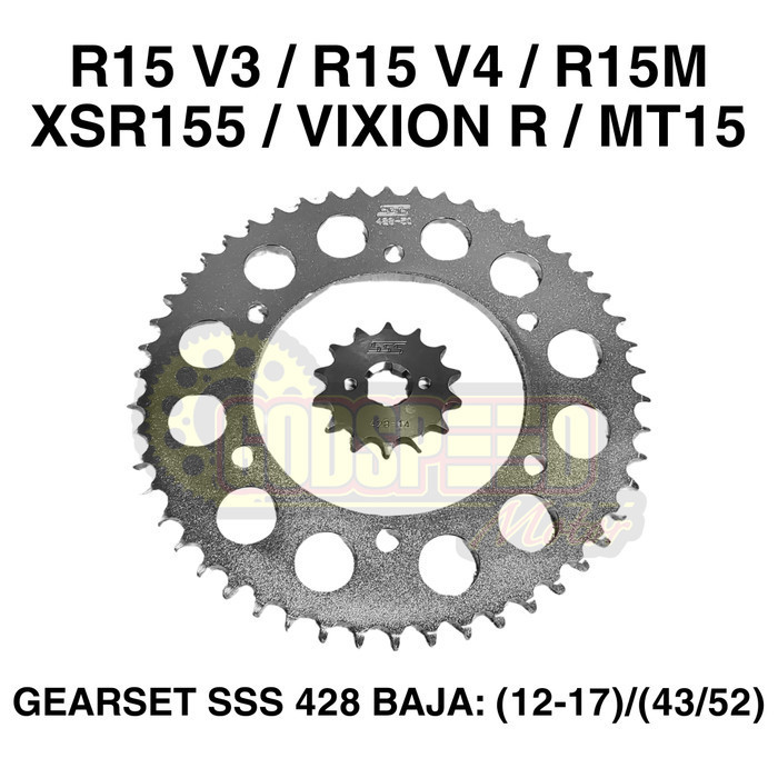 Jual Gearset/Girset/Gir Set Sss R15 V3 / Vixion V3 428 Rantai Sss Gold ...