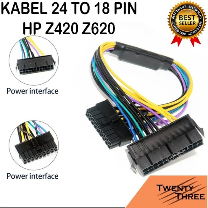 Jual Kabel Power Supply ATX 24 Pin to 18 Pin Adapter for HP Z420 Z620 ...