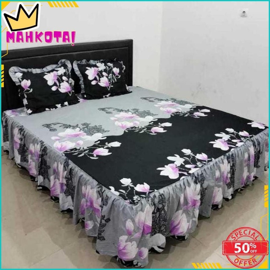 Jual Sprei Rumbai Motif Bunga King/Queen/Double/Single Free 2 Sarban 2 ...