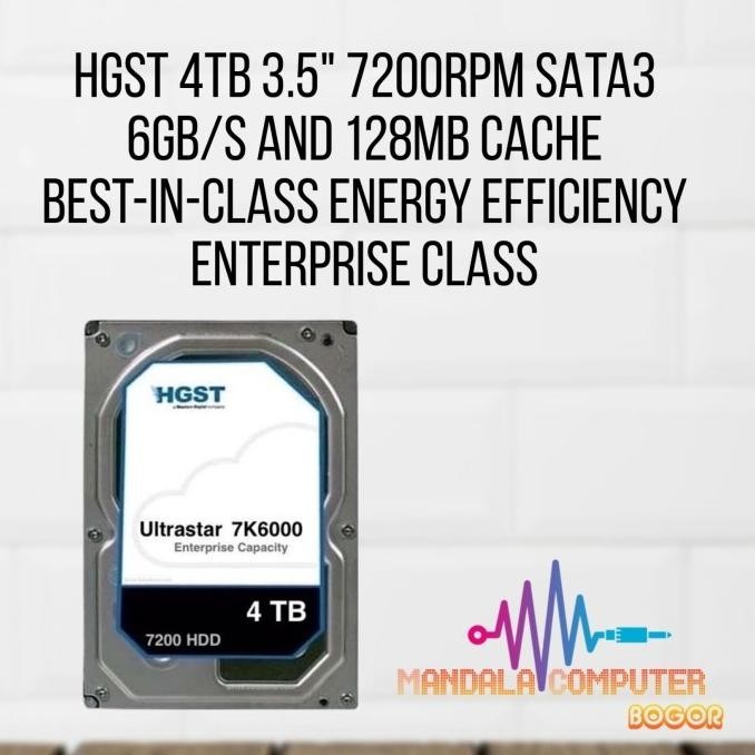 Jual HGST Hitachi Ultrastar 7K6000 - 4TB 7.2K RPM 512n SATA 3 6Gb/s 128MB Cache 3.5" Enterprise ...