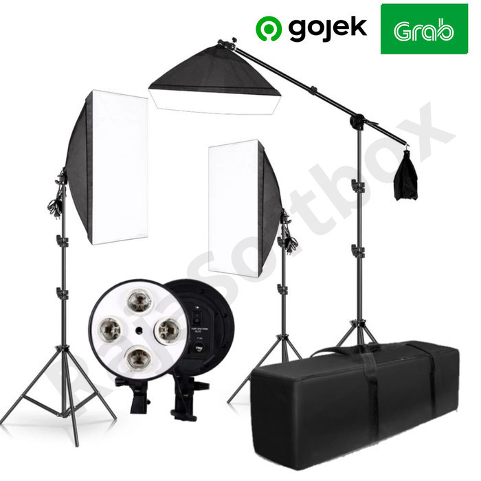 Jual Lampu Set Lighting Studio 4 Socket Softbox Kit Dan Backdrop Custom ...