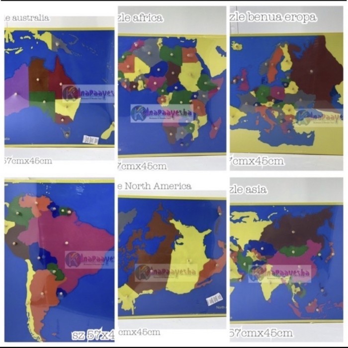 Jual Aru Puzzle Benua Montessori + Control Map/ Puzzle Continent Map ...