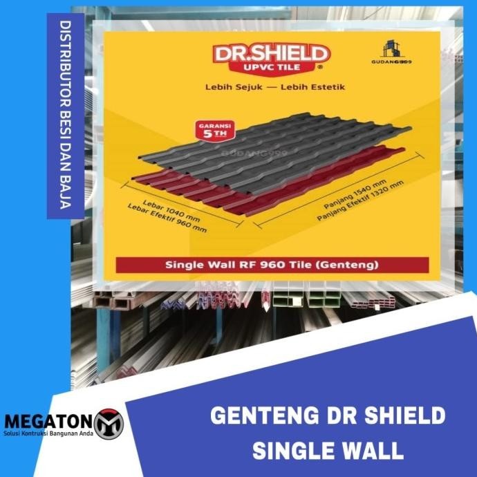 Jual GENTENG UPVC DR SHIELD SINGLE WALL RF 960 HITAM GM | Shopee Indonesia