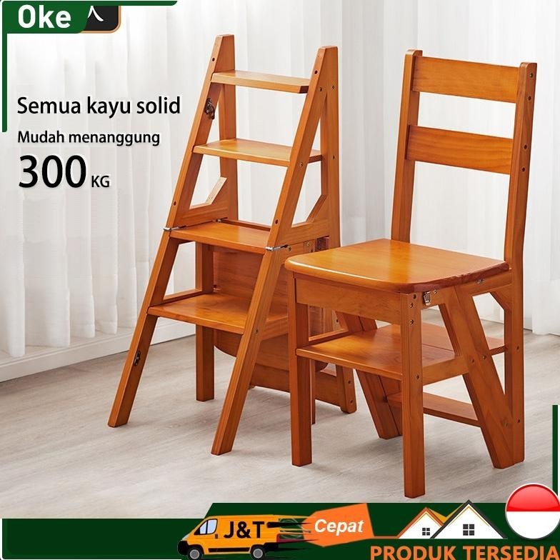 Jual Kursi kayu Kursi tangga lipat kayu Kursi perpustakaan multifungsi ...