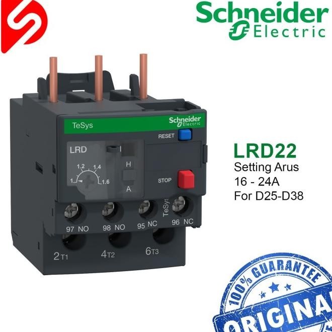 Jual Thermal Overload Relay Lrd22 16-24A Termal Kontaktor Schneider ...