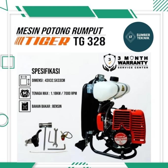 Jual Mesin Potong Rumput Gendong 328 Bruss Cutter 2 Tak Tiger Tg 328 ...
