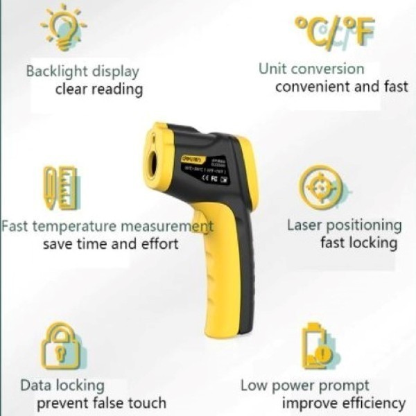 Jual Deli Infrared Thermometer / Termometer Gun Thermogun Akurat ...