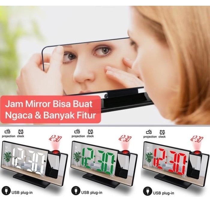 Jual Jam Digital Ada Proyektor Mirror Dengan Layar Led Besar Fitur ...