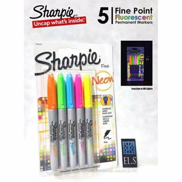Jual Sharpie Fine Point Neon set 5 Permanent Marker | Shopee Indonesia