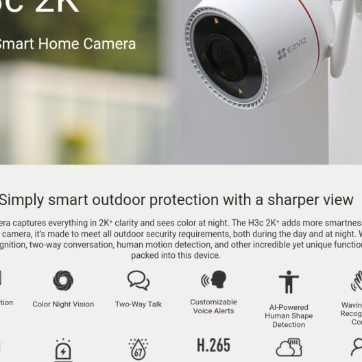 Jual Cctv Wifi Ezviz C3W Pro 4Mp Smart Ip Camera Outdoor Color Audio 2K ...