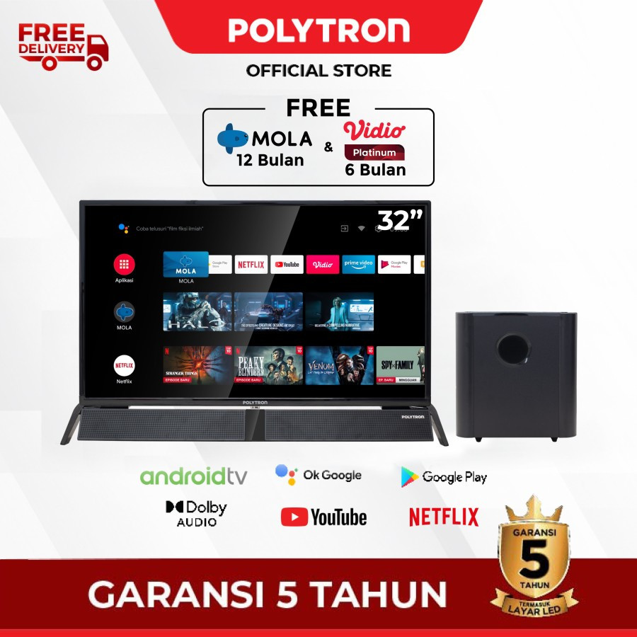 Jual POLYTRON Smart Android Cinemax Soundbar TV 32 inch PLD 32BAG9058 32BAG9858 Google TV ...