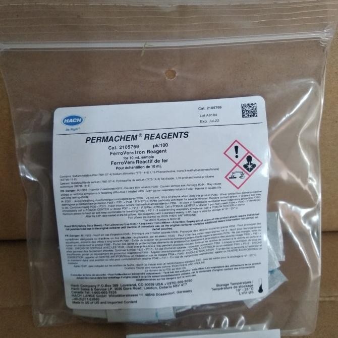 Jual Hach 2105769 Ferrover Iron Reagent Powder Pillows, 10 Ml, Pk/100 ...