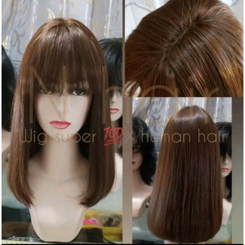 Jual WIG super RAMBUT ASLI, bob poni depan 100% human hair panjang 40cm ...