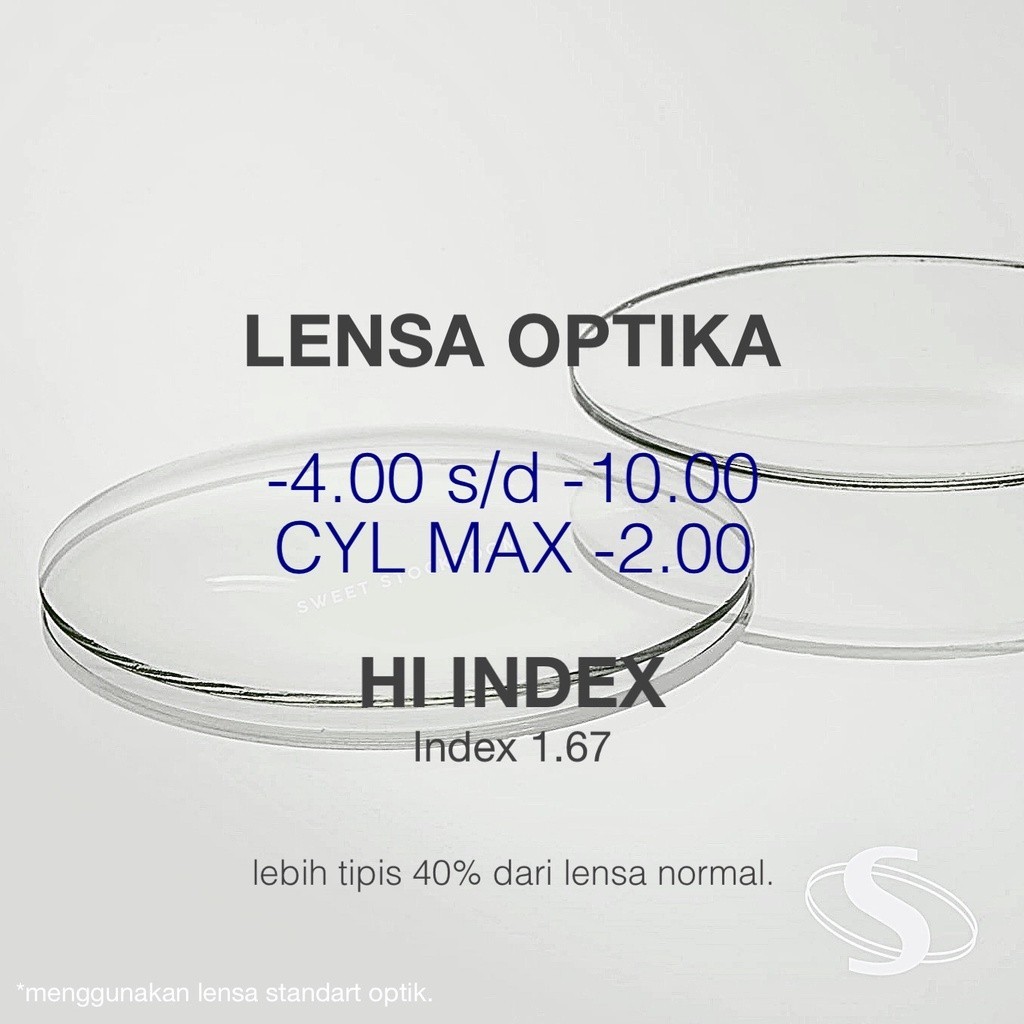 Jual Sweet Stockroom | Tambahan Lensa Tipis Kacamata Index 1.67 (Minus ...