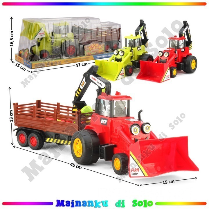 Jual [Mainanku] Traktor Trailer Bulldozer Excavator Gesek 45 cm & Buah ...