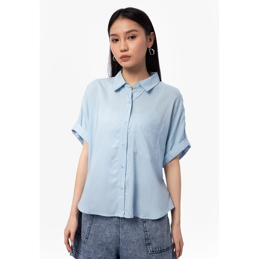 Jual COLORBOX Boxy Pocket Roundhem Shirt Lt. Blue | Shopee Indonesia
