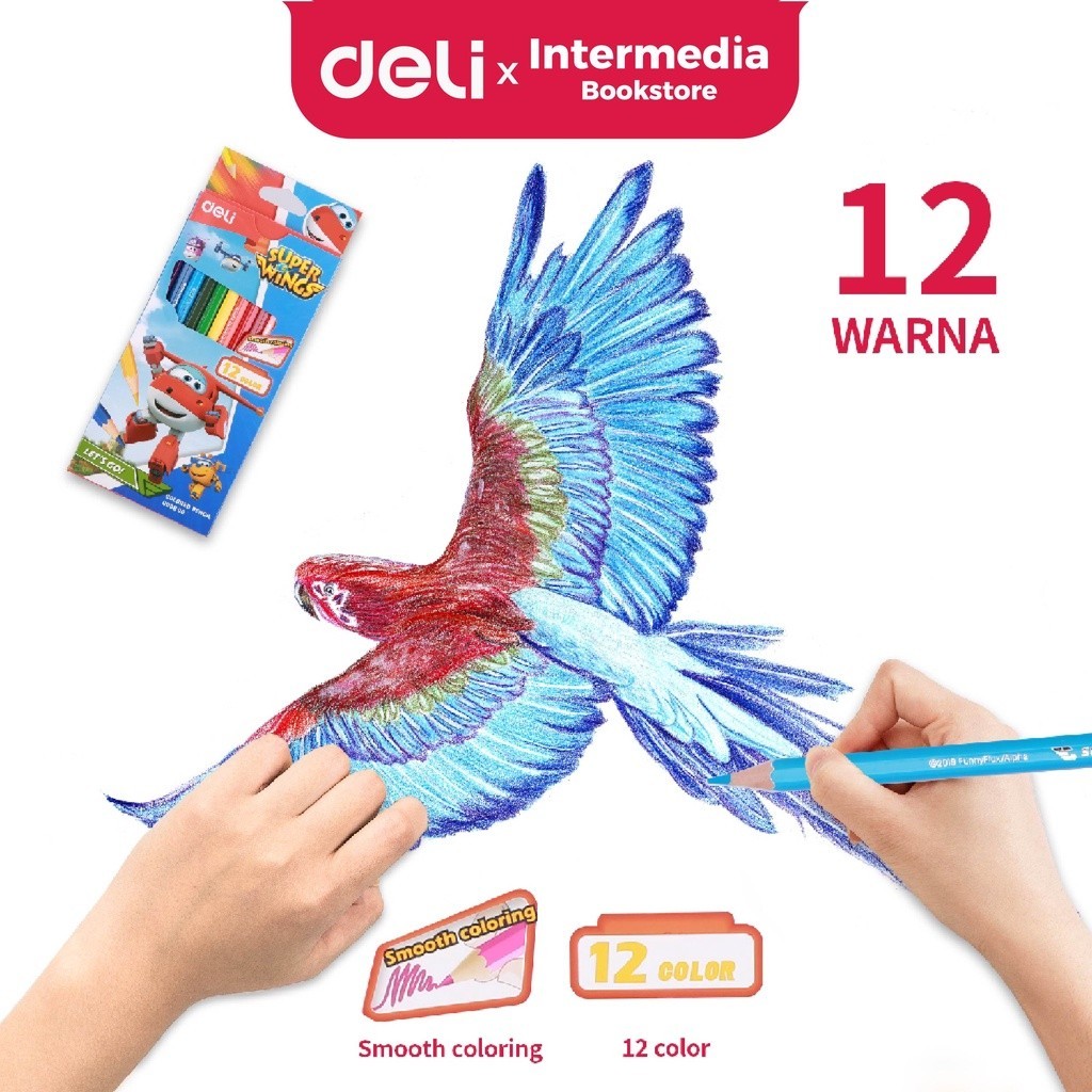 Jual Deli Pensil Warna Kayu EC00800 12 warna / box | Shopee Indonesia