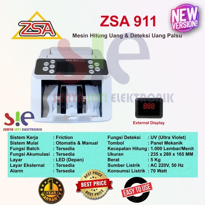 Jual Mesin Hitung Uang Zsa 911 Bill Counter Mesin Hitung Uang Garansi ...
