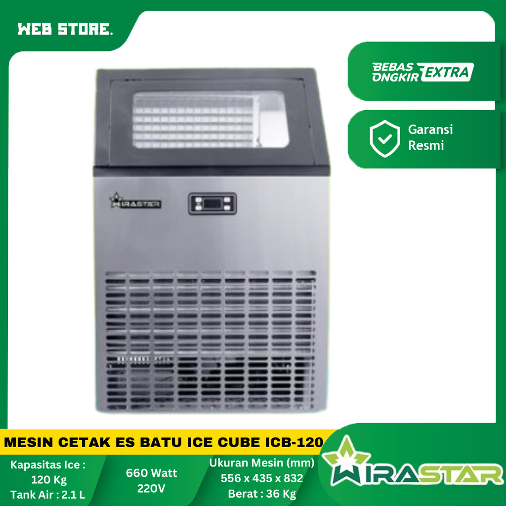 Jual Mesin Pembuat Atau Pencetak Es Batu 120 Kg/Hari / Mesin Ice Cube ICB-120 WIRASTAR | Shopee ...