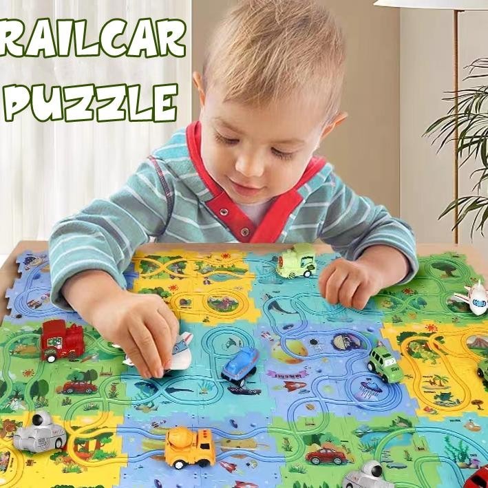 Jual edf-62 Mainan Puzzle Mobil Rel Listrik DIY Rakitan Jigsaw Jalur ...