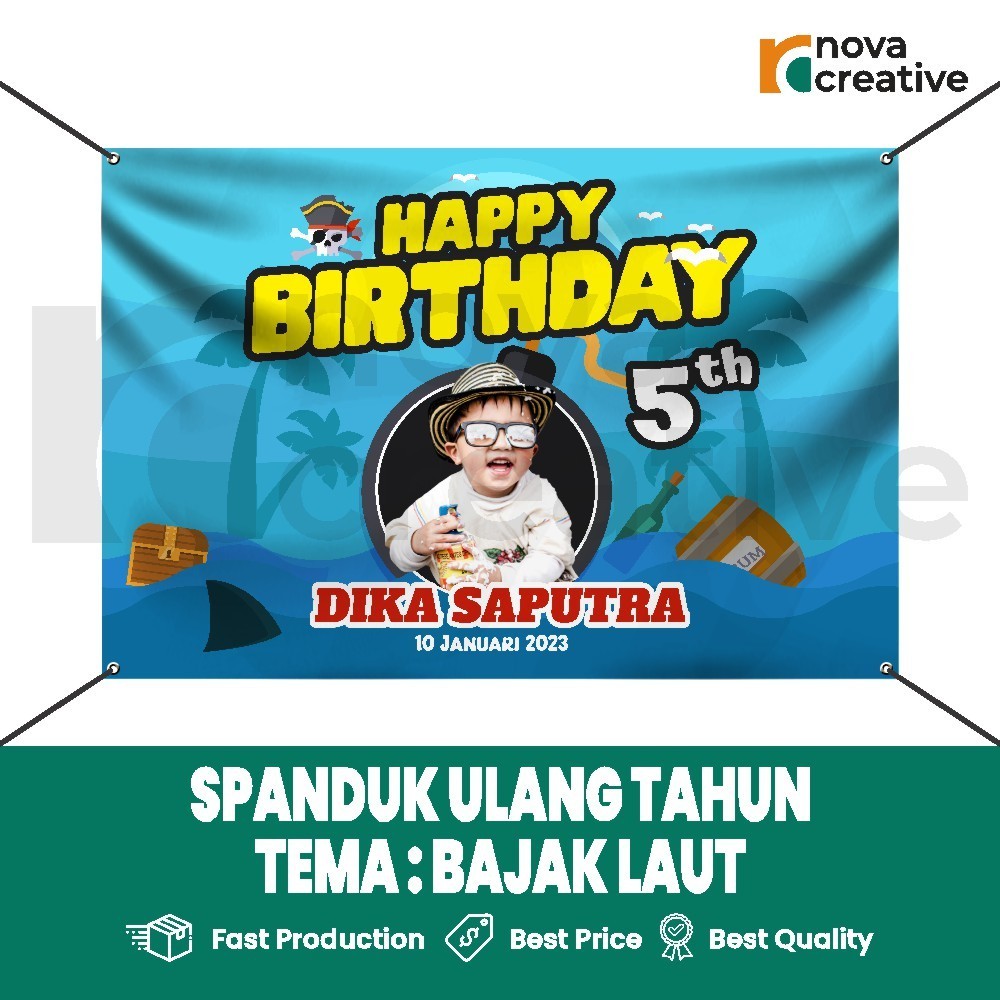 Jual Cetak Baligho Ulang Tahun Anak Tema Bajak Laut Desain Suka-Suka ...