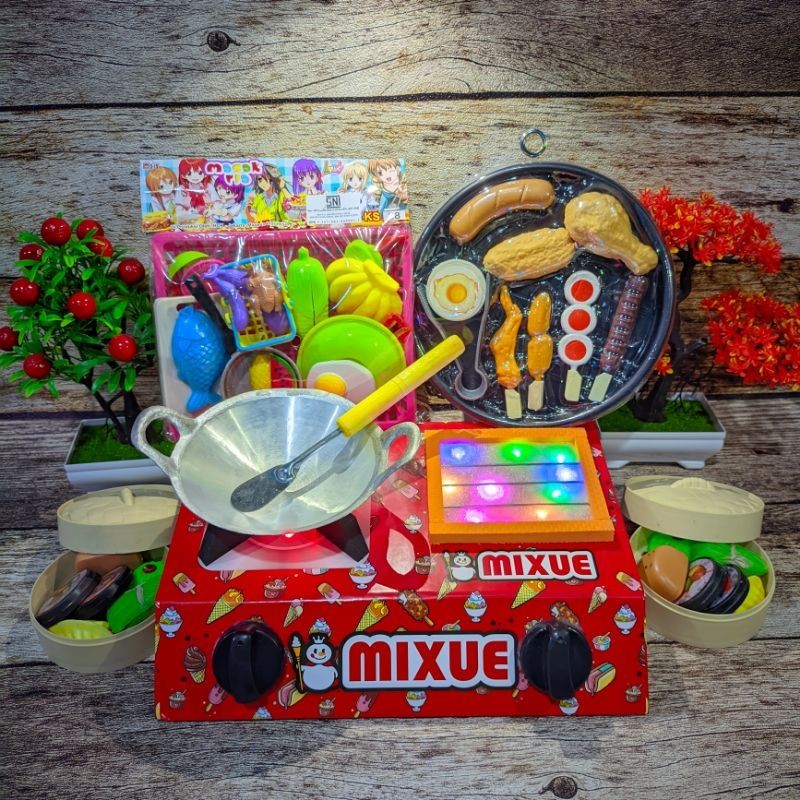 Jual Mainan Set Kompor Masak Masakan Mini Dengan Set kitchen dua Tungku ...